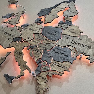 Map of Europe on Acrylic, Map With Roads and Illumination Between ...