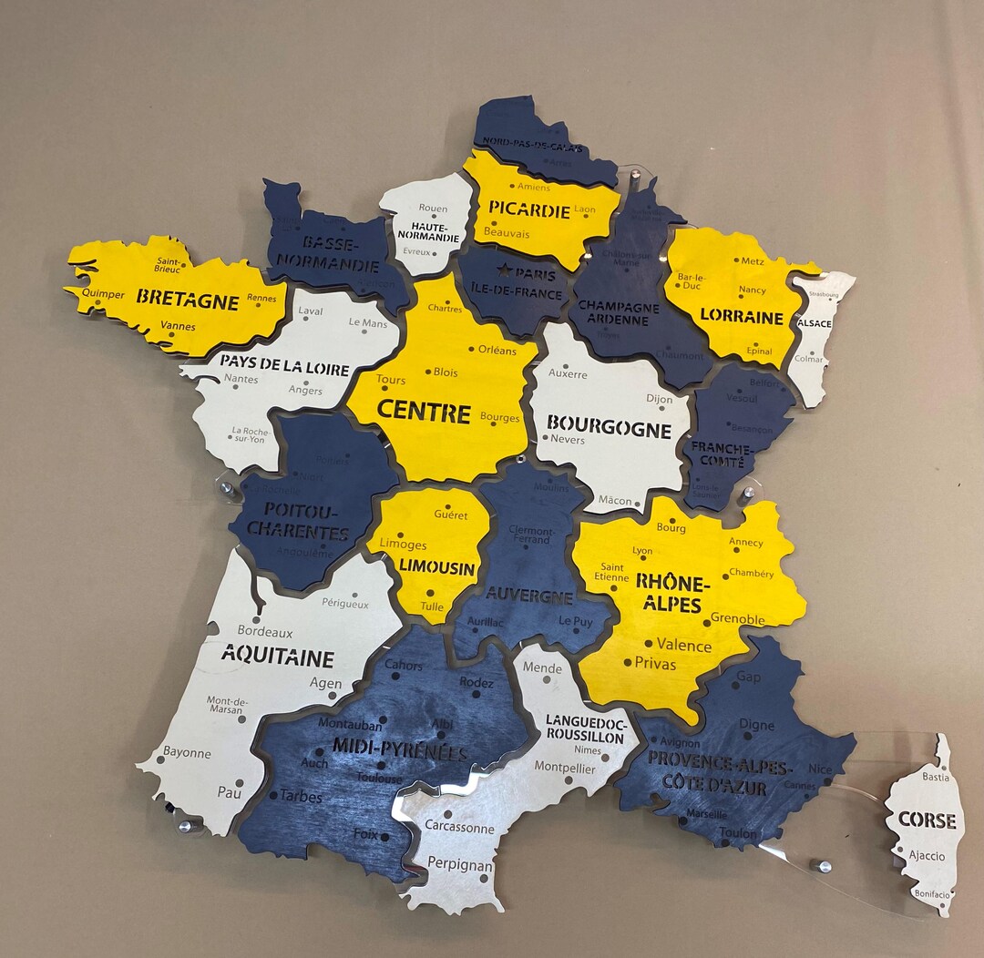 Large LED Wooden France Map, Push Pin Wall Art for Office and Living ...