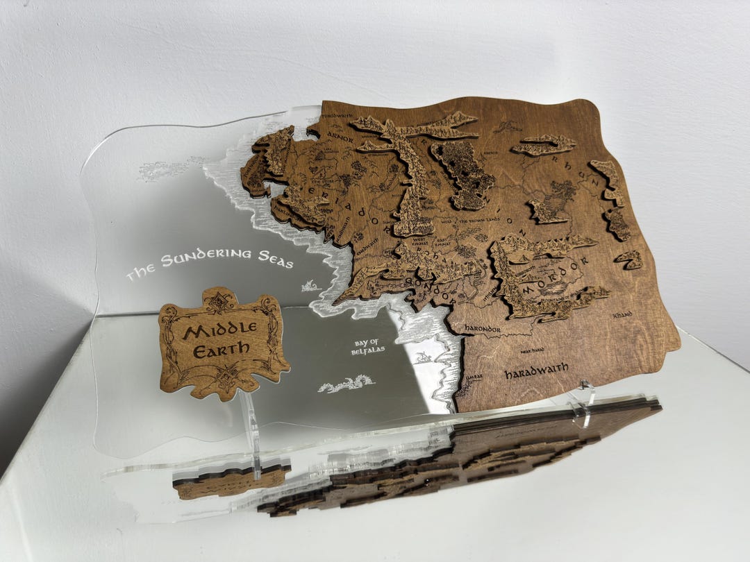 Custom Wooden LOTR Midle Eath Map 50x29cm 19.7x11.4, Topographic ...