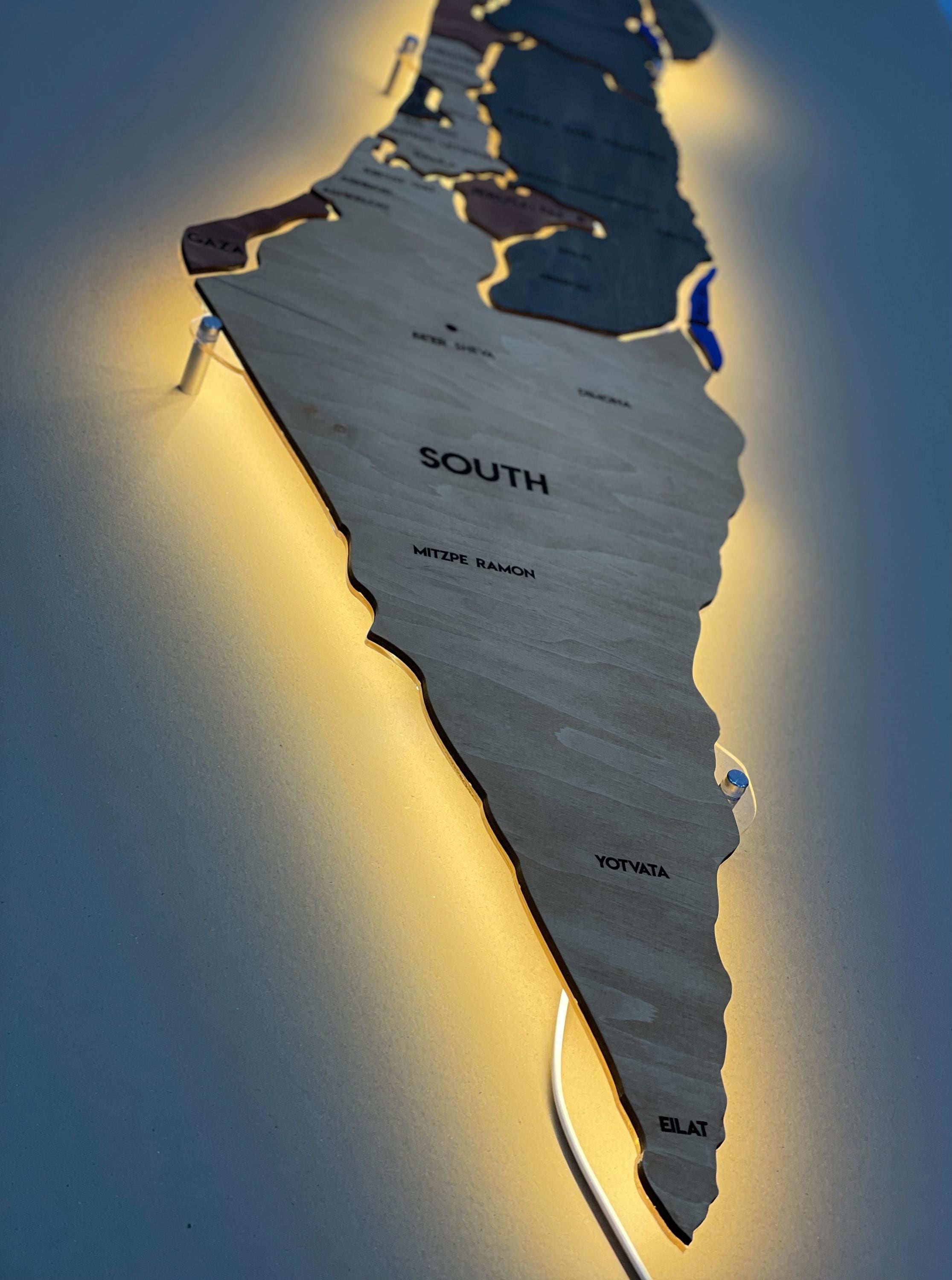 Illuminated Wooden Map of Israel, Light-up Holy Land Map, Christian ...