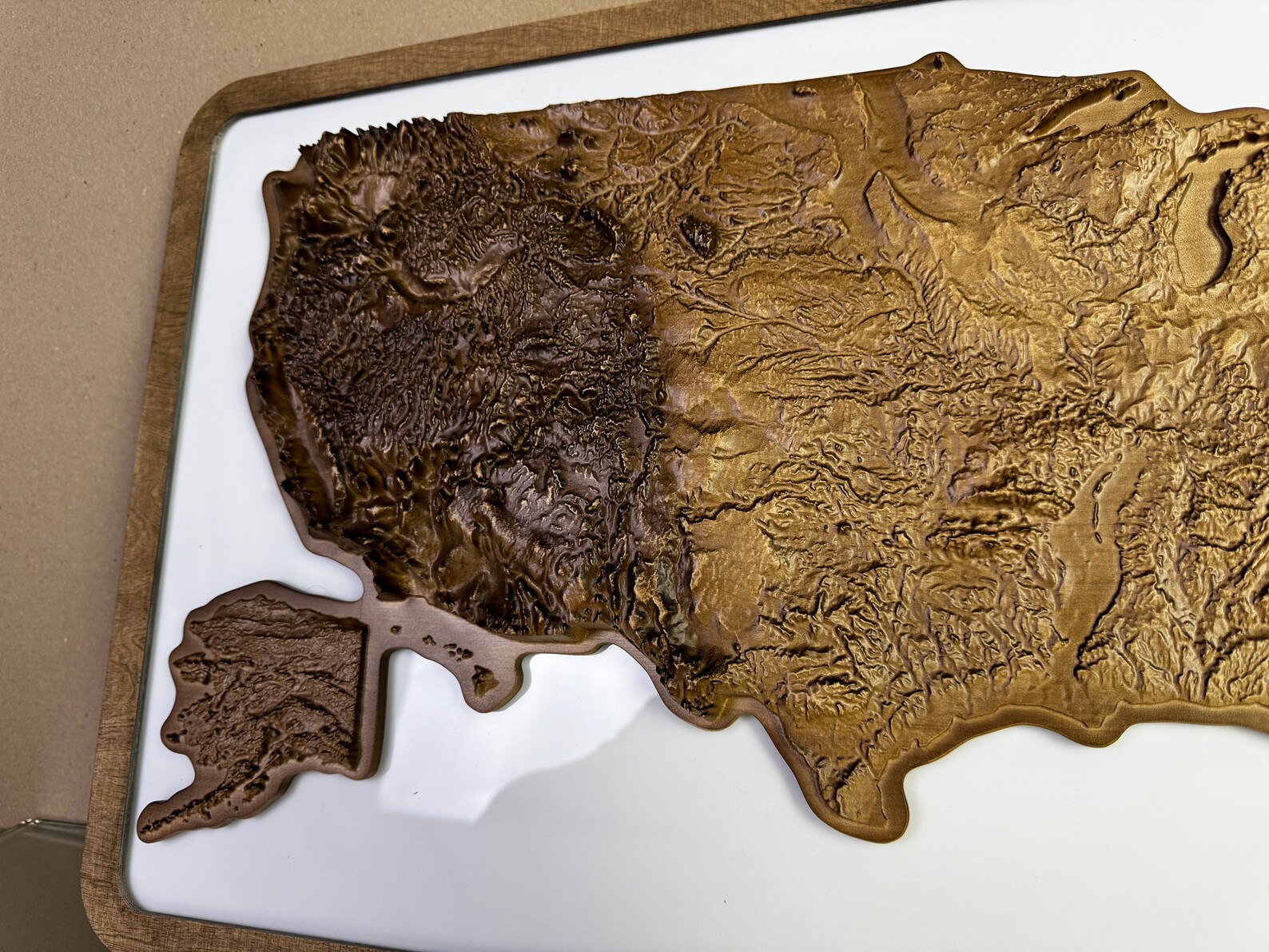 3D USA Map Color Nut, Wooden Travel Map, Topographic Map, 3D Wooden Map ...