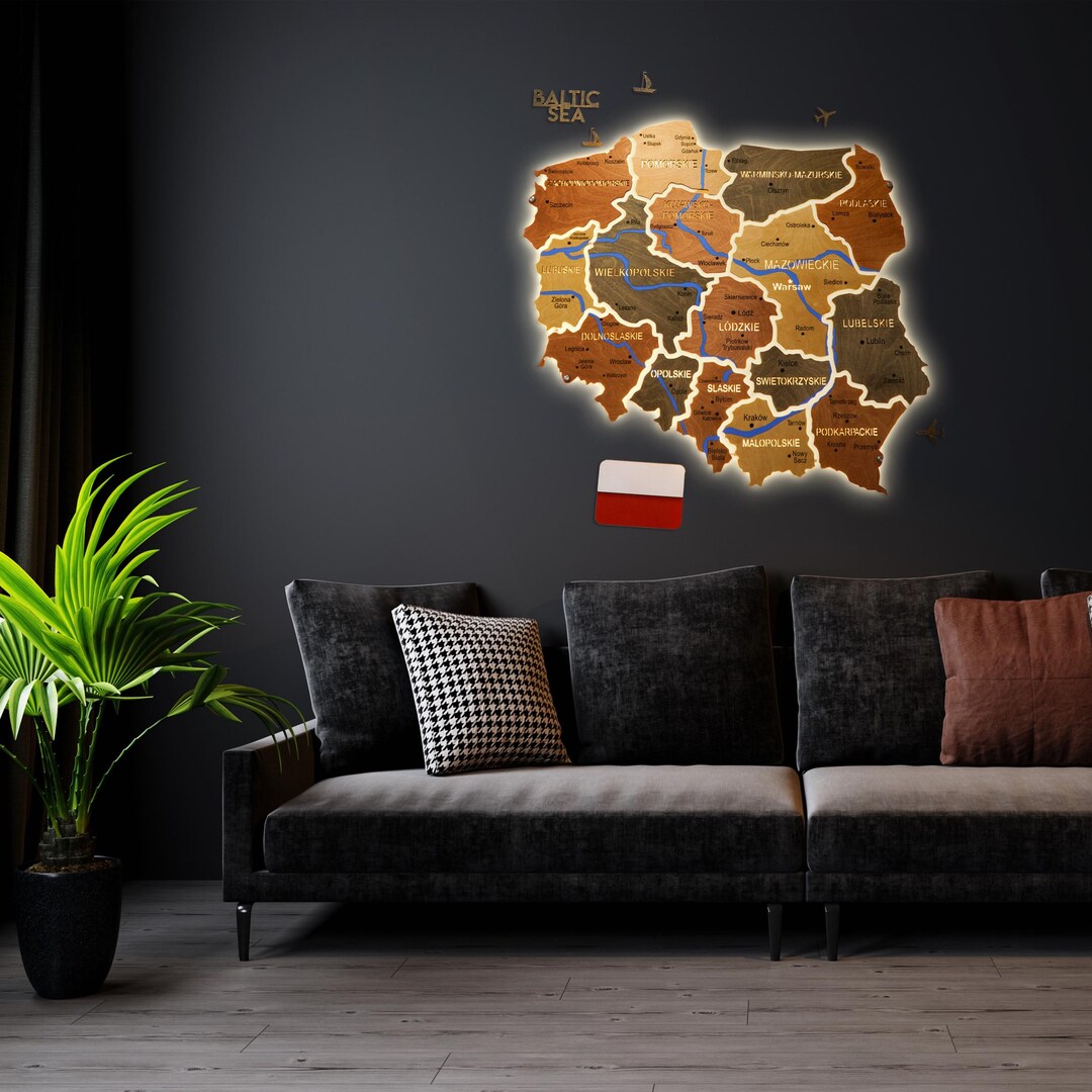 Wooden Poland Map With LED Light - Perfect Gift for Travel Enthusiasts ...