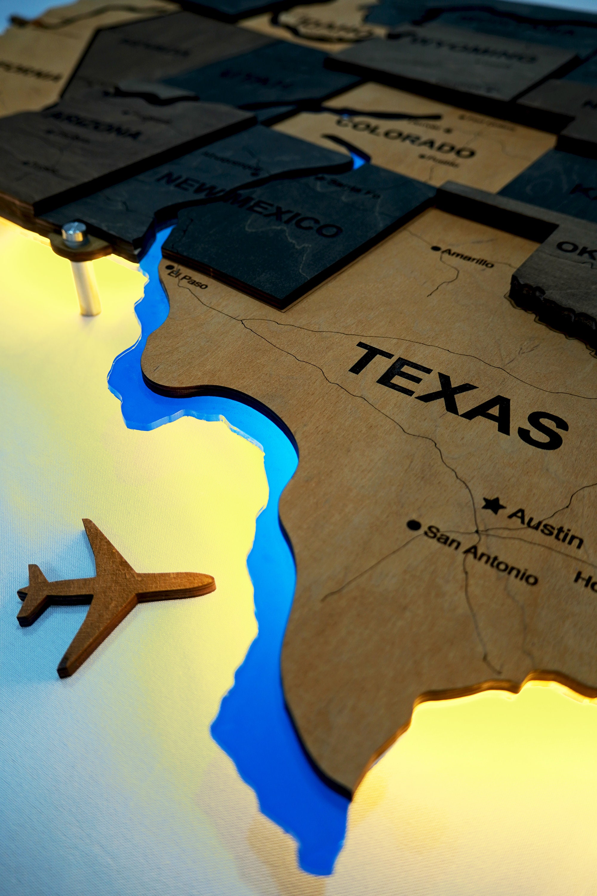 USA Acrylic Map With Rivers Wood World Map 3D Wall Decor - Etsy