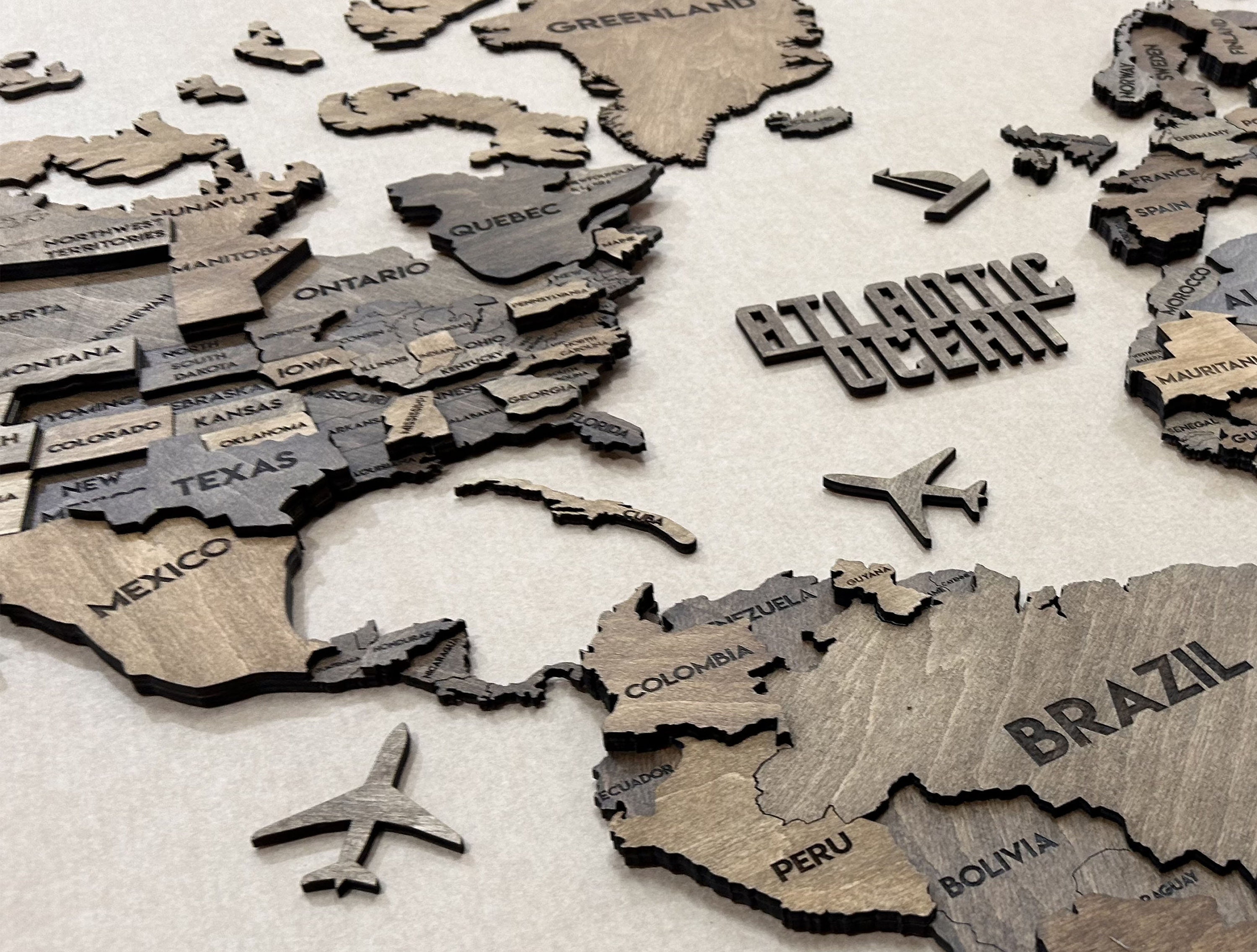 Wooden World Map With LED Lights – Handmade 3D Travel Wall Art for ...