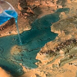 EPOXY 3D Topographic World Map From Ash 100x50x5cm 39.4x19.7x2 In Color ...