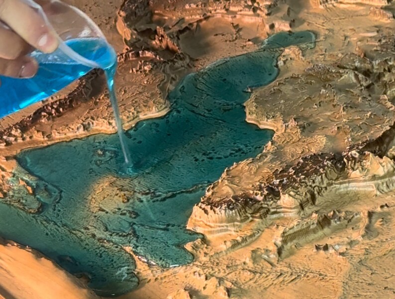 EPOXY 3D Topographic World Map From Ash 100x50x5cm 39.4x19.7x2 In Color ...