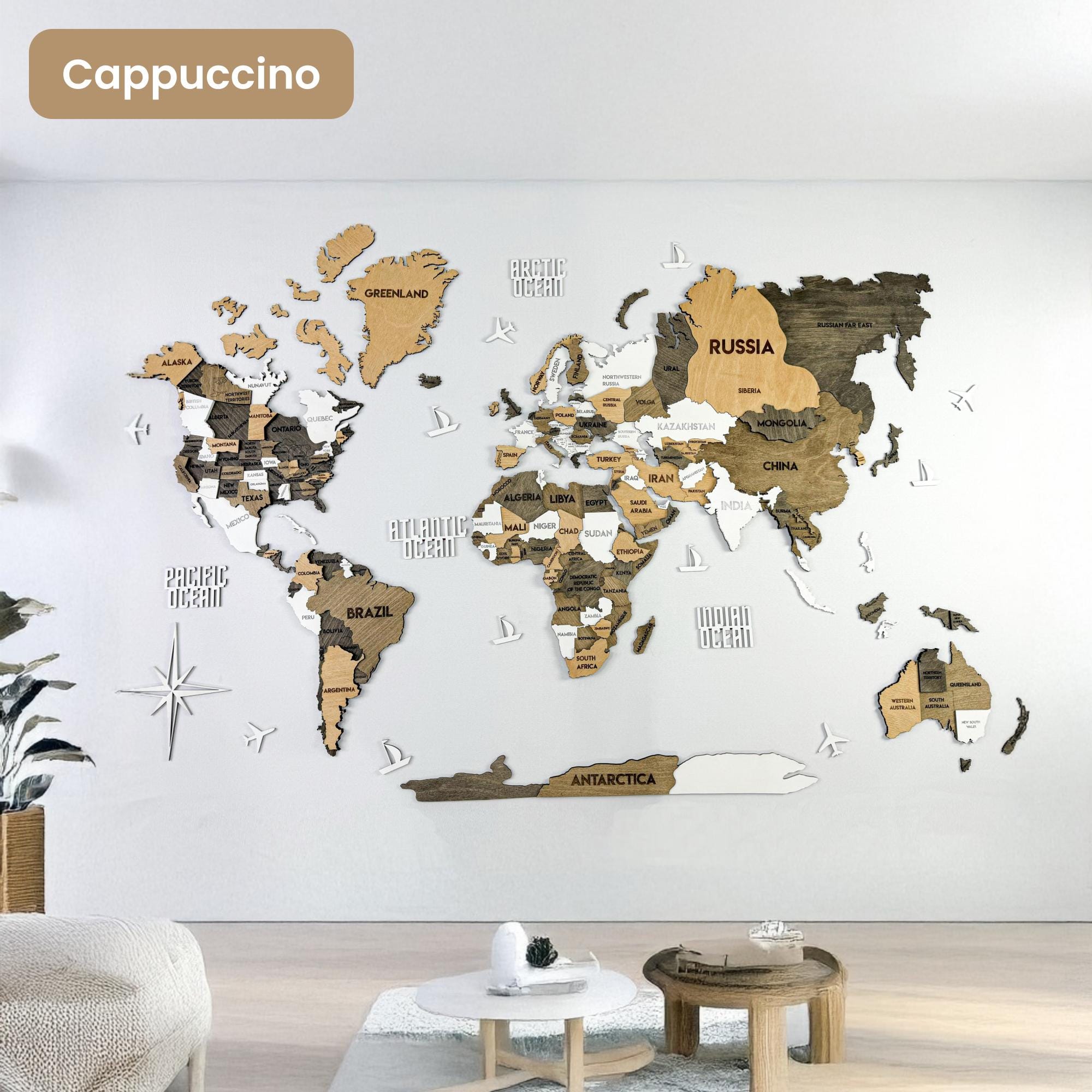 Wooden World Map LED - Light up Wall Map, 3D Wooden Map Decor, LED ...
