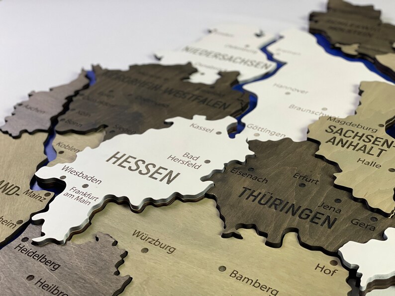Acrylic Map of Germany With Rivers, Wooden World Map, 3D Wall Decor ...