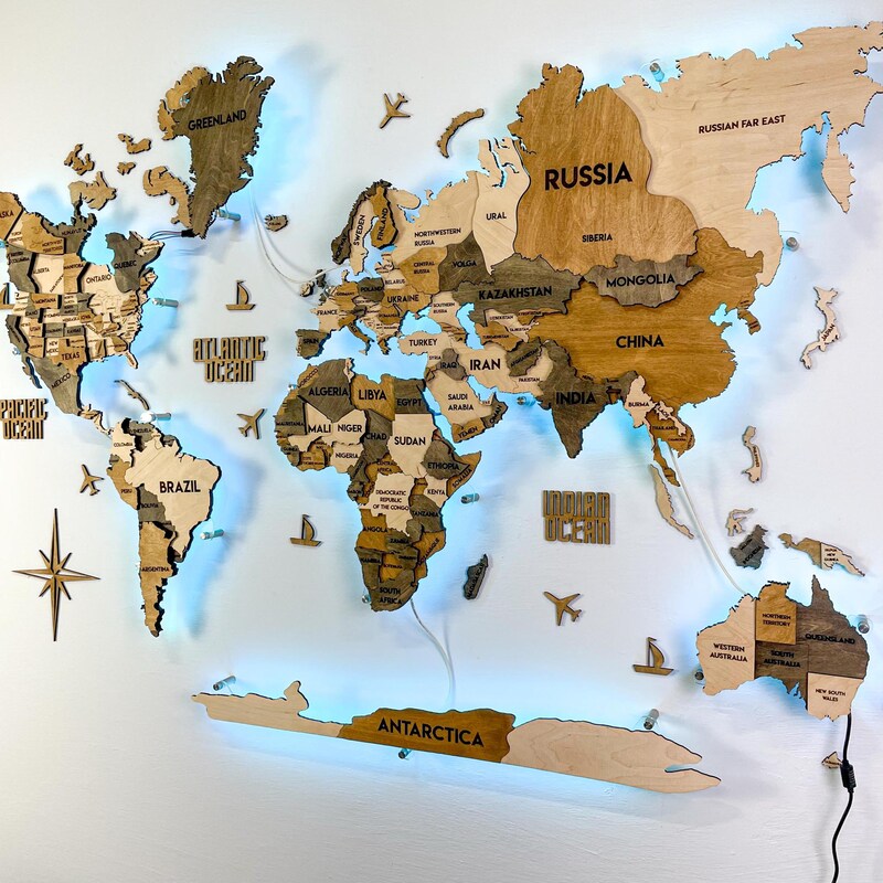 Led World Map - Etsy
