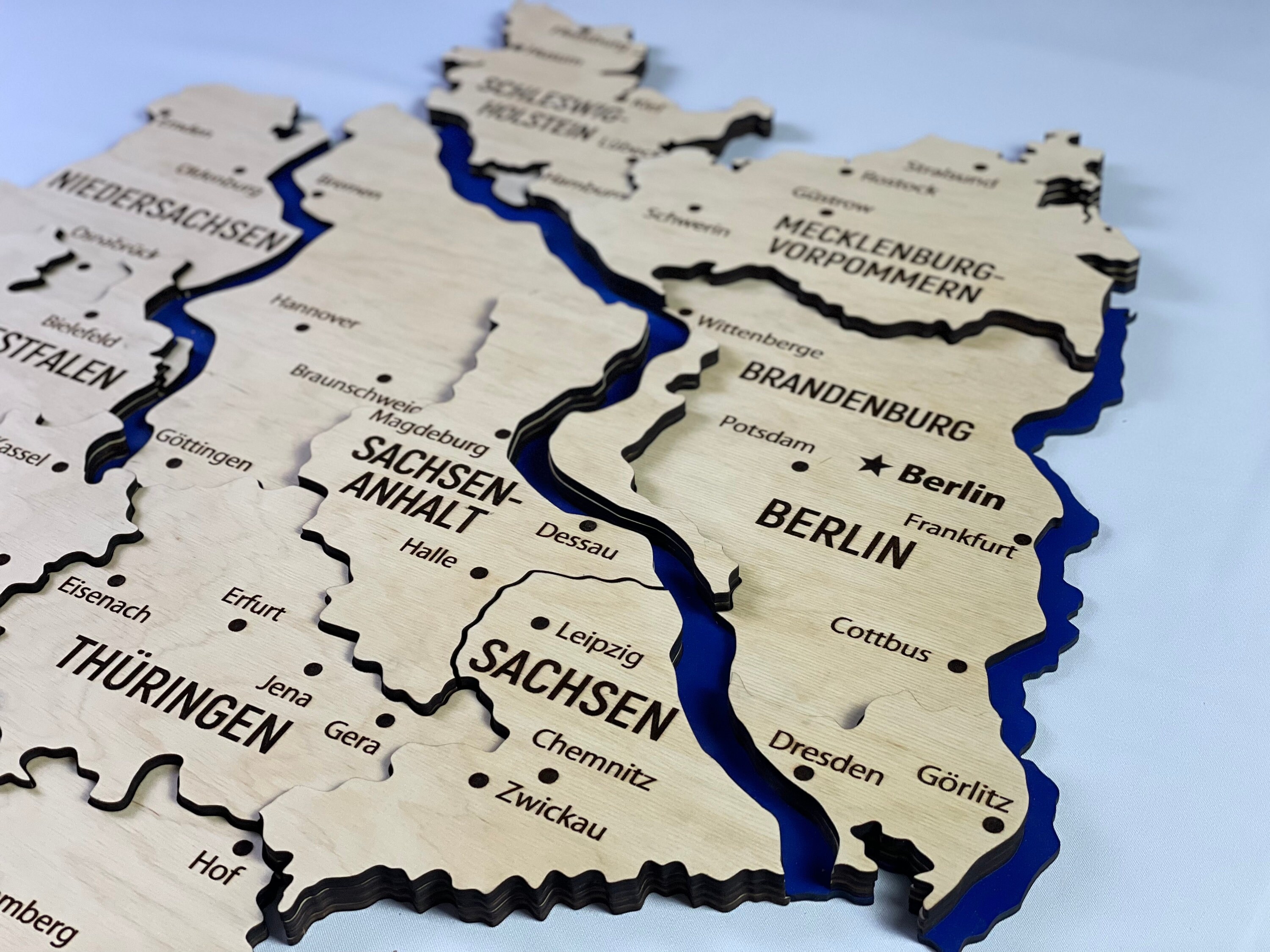 Acrylic Map of Germany With Rivers, Wooden World Map, 3D Wall Decor ...