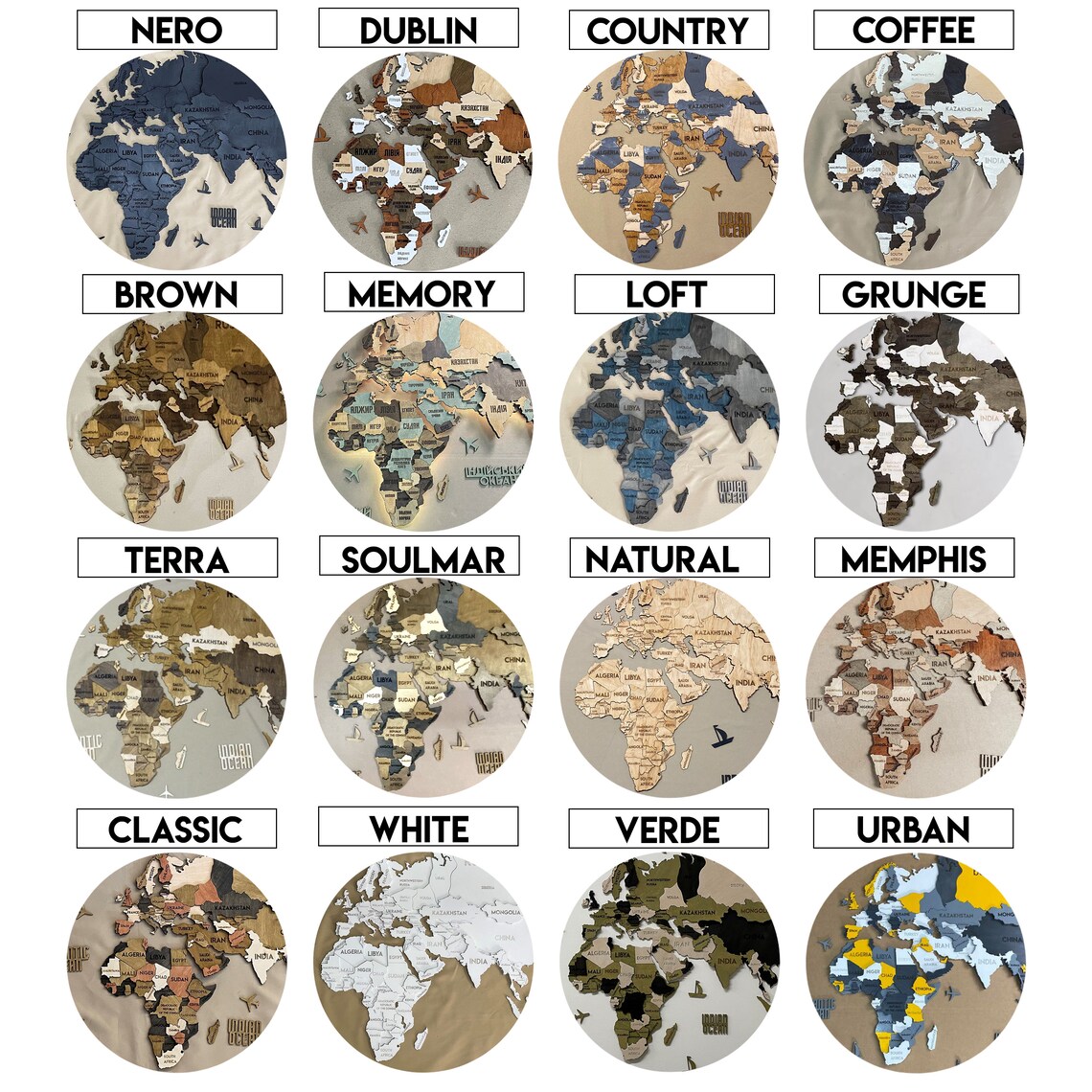 Multi-layer World Map Color Urban, Wooden Travel Map, Wooden World Map ...