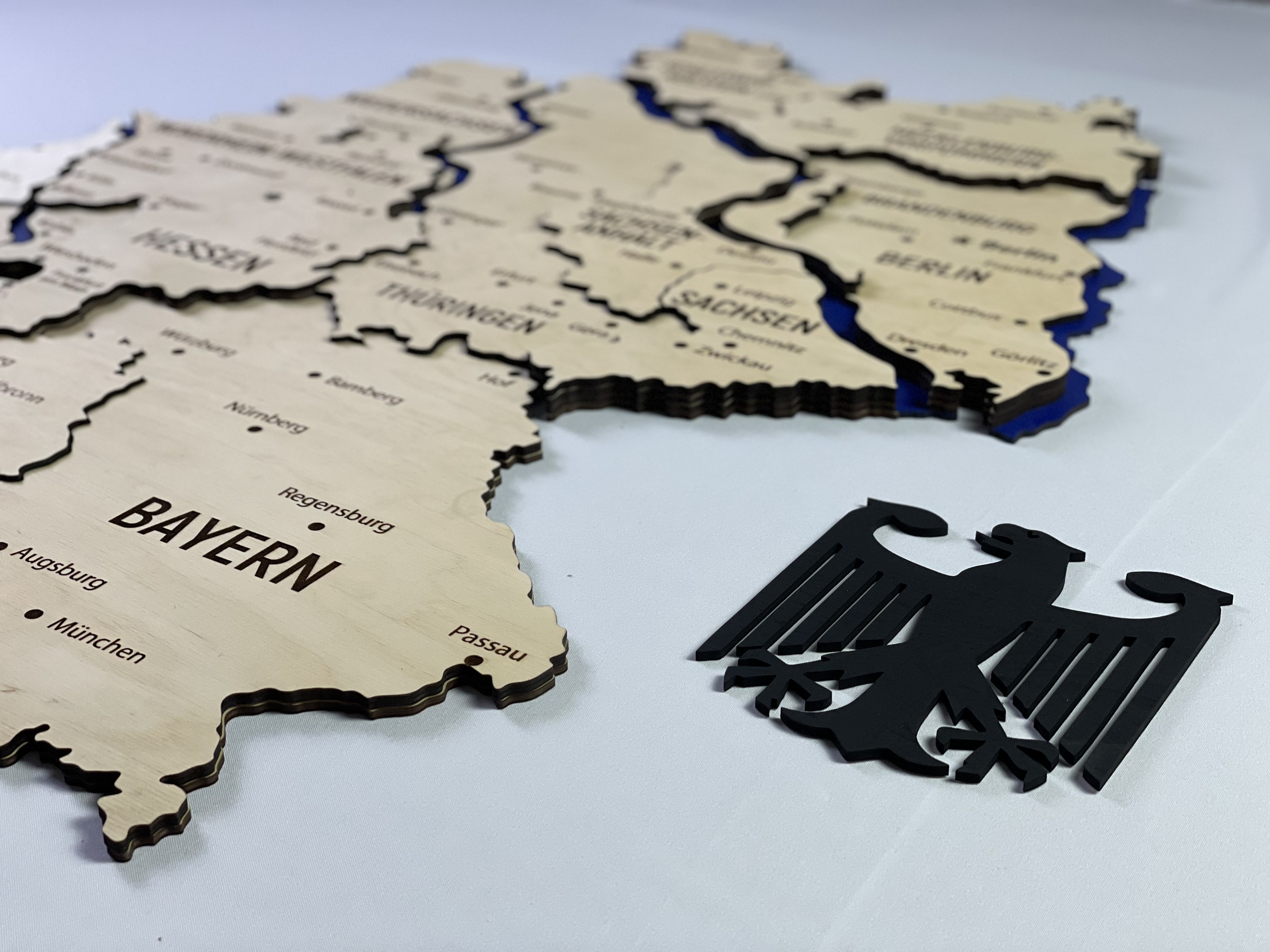 Acrylic Map of Germany With Rivers, Wooden World Map, 3D Wall Decor ...