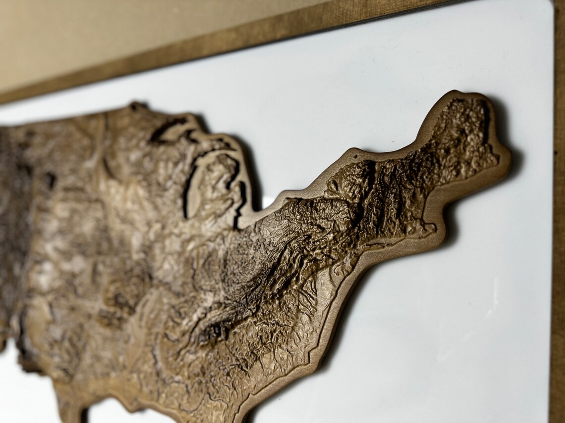 3D USA Map Color Nut, Wooden Travel Map, Topographic Map, 3D Wooden Map ...