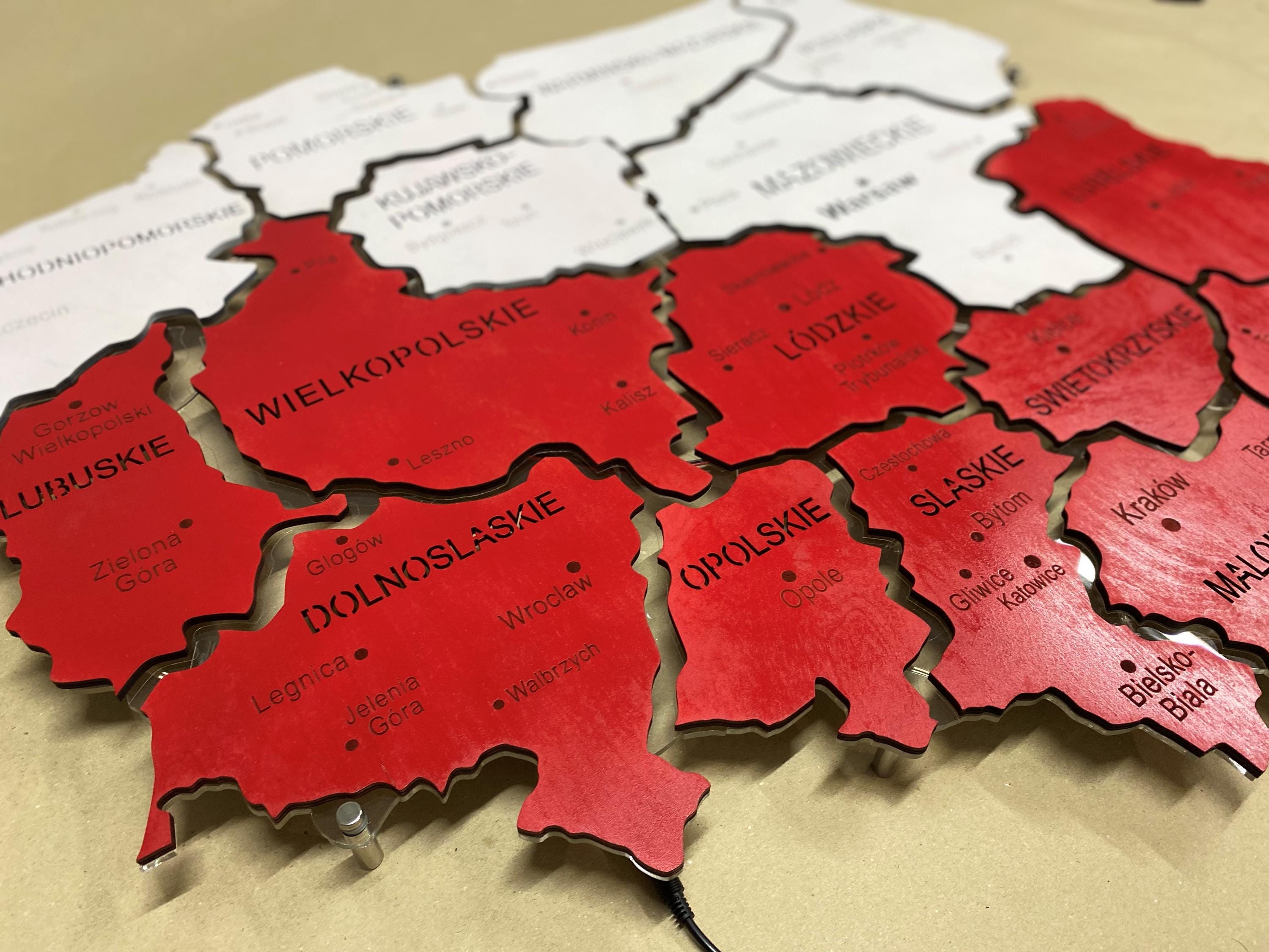 Handcrafted Wooden Poland Map - Warsaw Travel Push Pin Wall Art, Polish ...