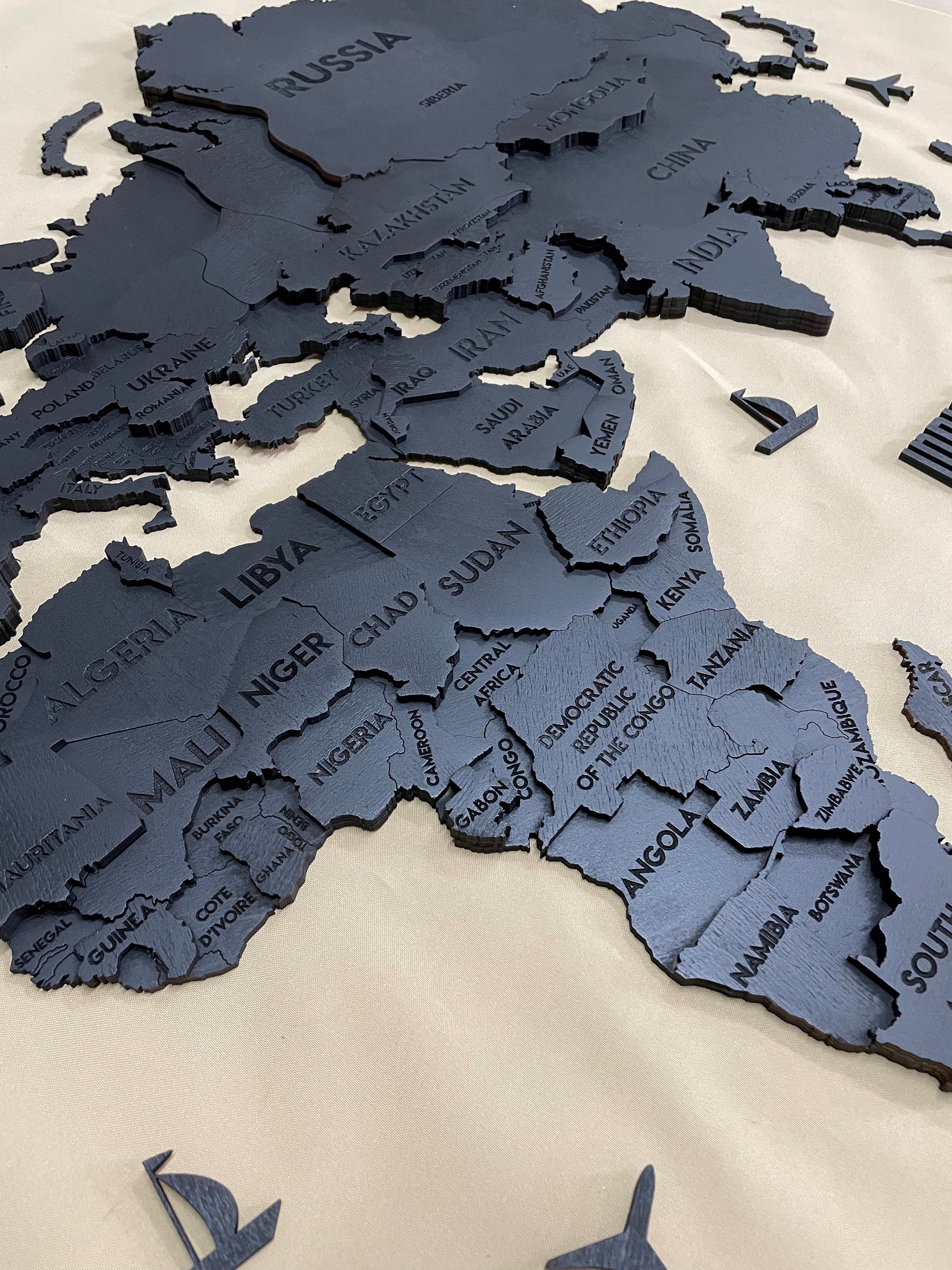 Multi-layer World Map Color Nero, LED Map World, Wooden Travel Map ...