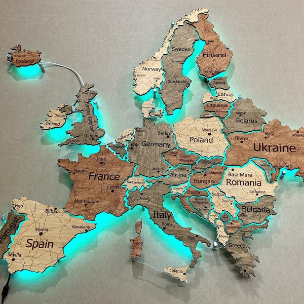 Acrylic Map With Light - Etsy