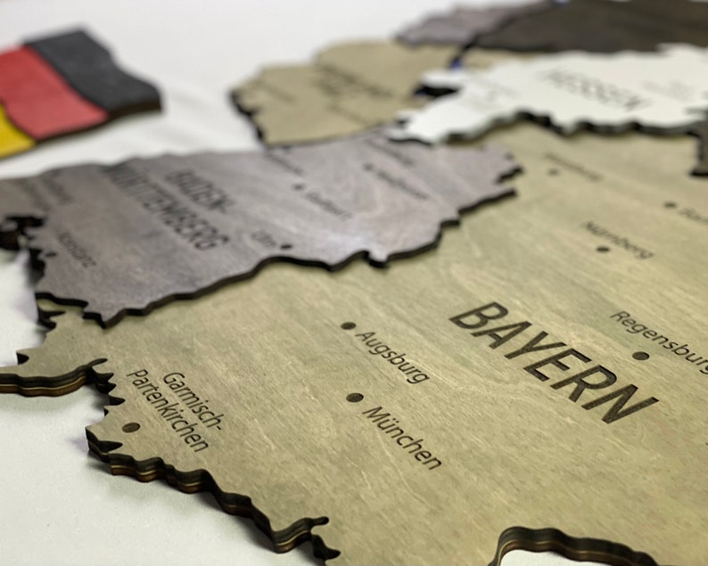 Acrylic Map of Germany With Rivers, Wooden World Map, 3D Wall Decor ...