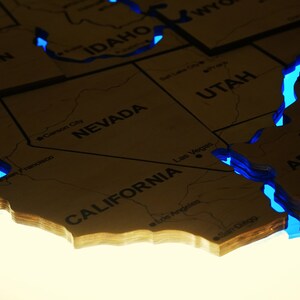 50 States Map - Large Wooden Wall Art, Topographic USA Map for Office ...