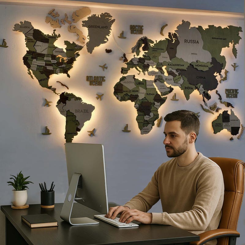 Led World Map - Etsy