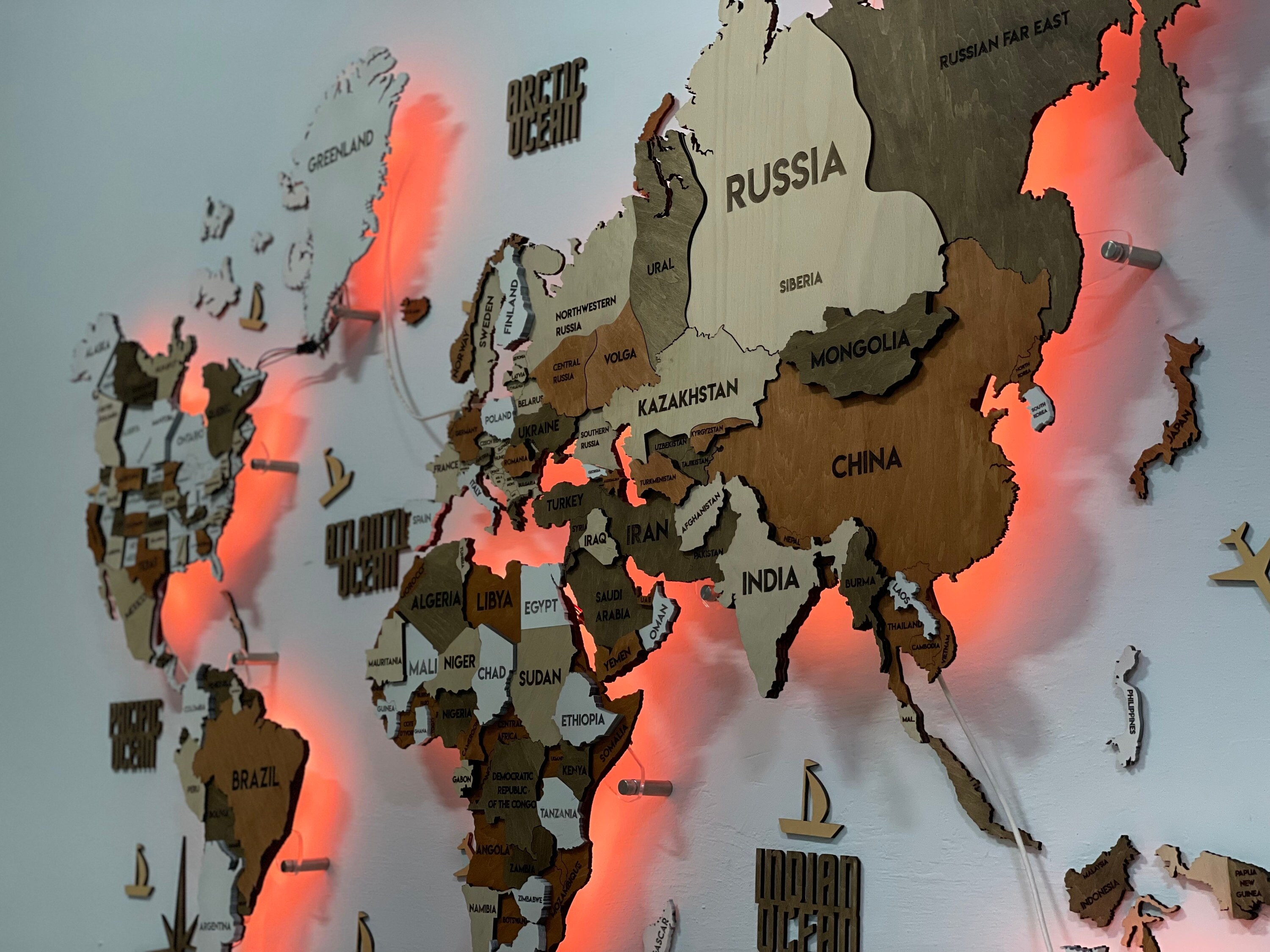 Multi-layer World Map Color Dublin, Wooden Travel Map, Wooden World Map ...