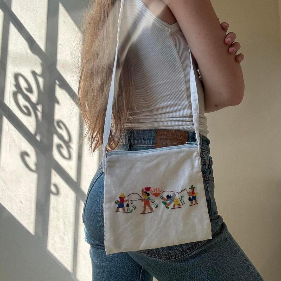 Vintage Farm Embroidered Crossbody Satchel Purse Mini Cloth Bag Boho ...