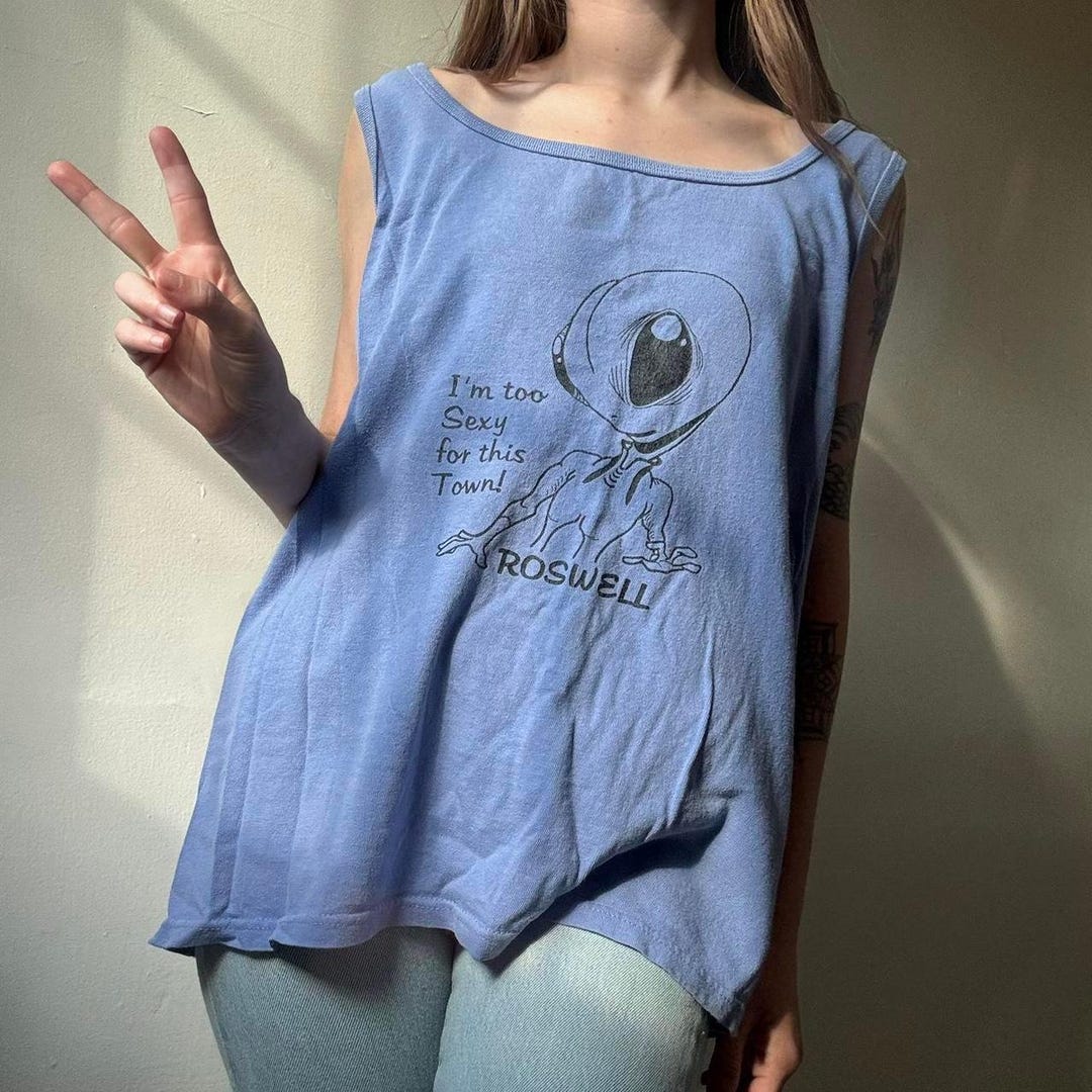 Vintage Roswell Alien Tank Top Sexy XL New Mexico Y2K 00s UFO Sci-fi ...
