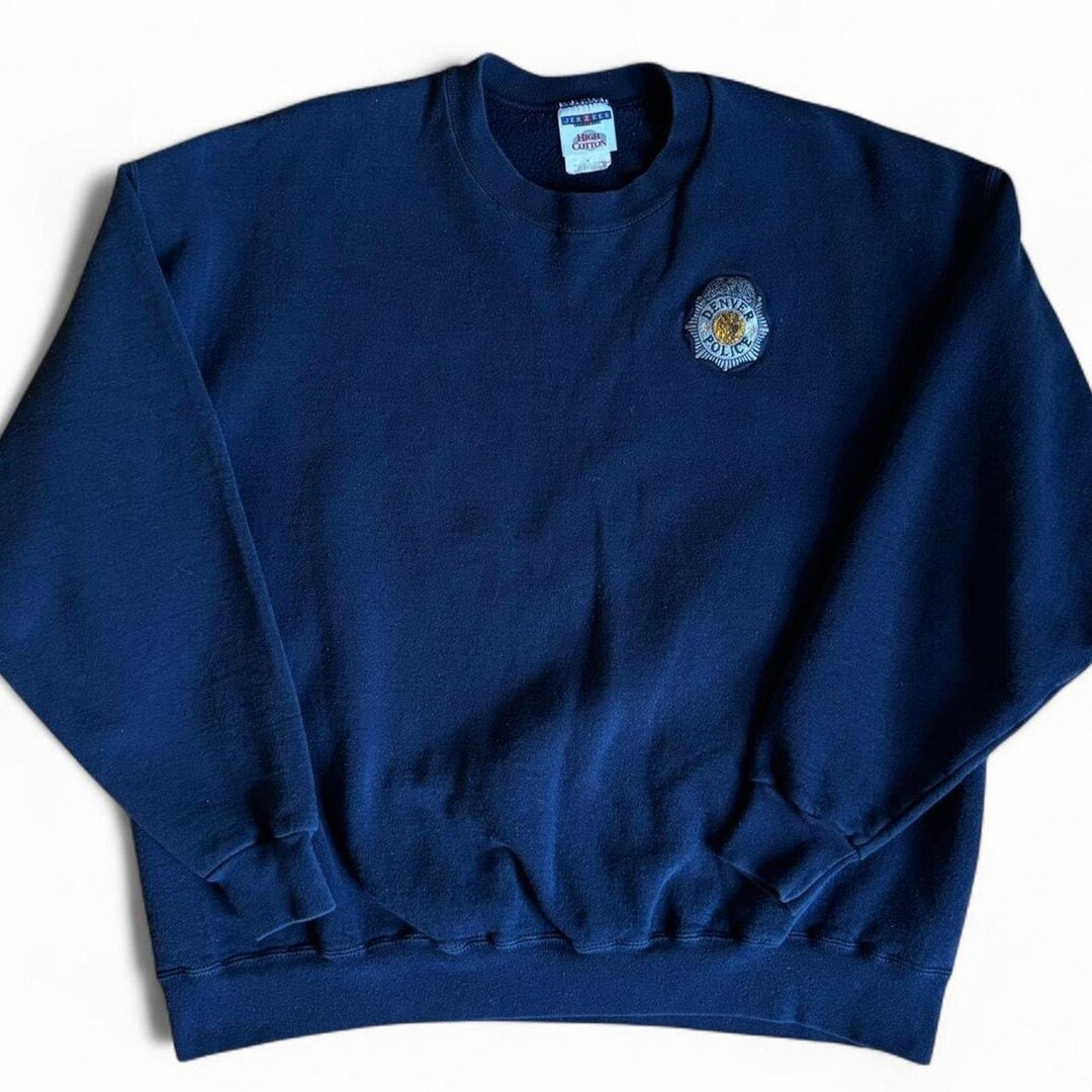 Vintage Denver Police Navy Blue Sweatshirt XXL Jerzees Activewear ...