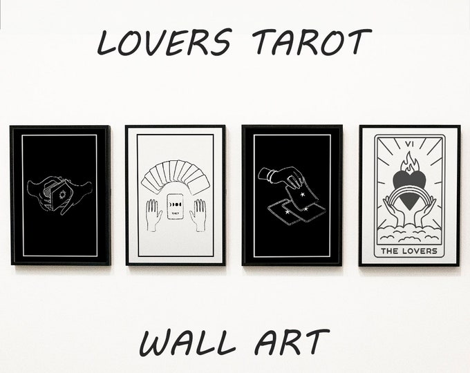The Lovers Tarot Card Print Major Arcana Art Poster Lovers Canvas ...