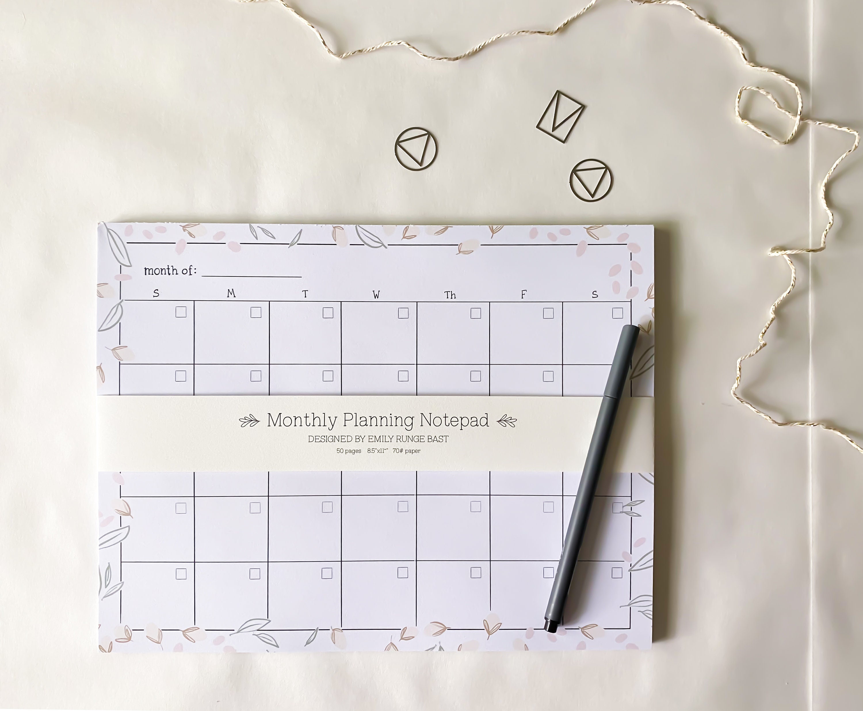 Monthly Planner Notepad 50 Sheet Tear off 8.5x11 Paper Pad - Etsy