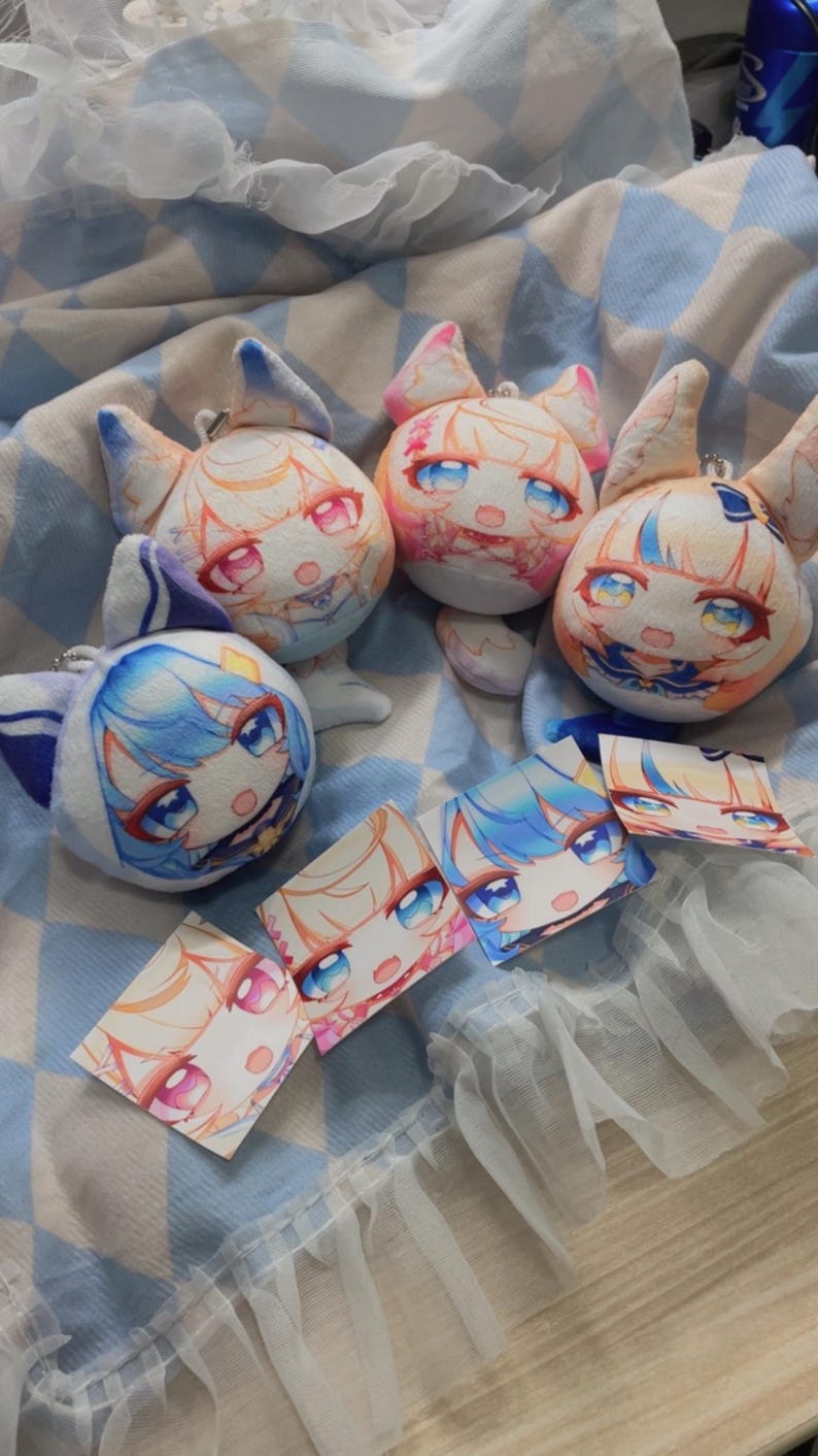Hololive Vtuber Ball Plush Keychain Hoshimachi Suisei Fuwamoco Fuwawa ...