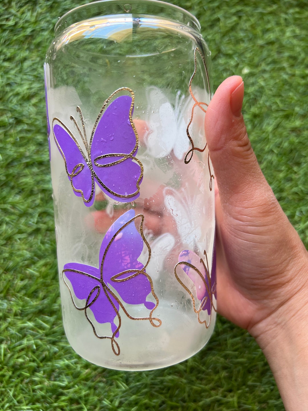 Butterfly Color Changing Beer Can Glass | Butterfly Glass | Bamboo Lid ...