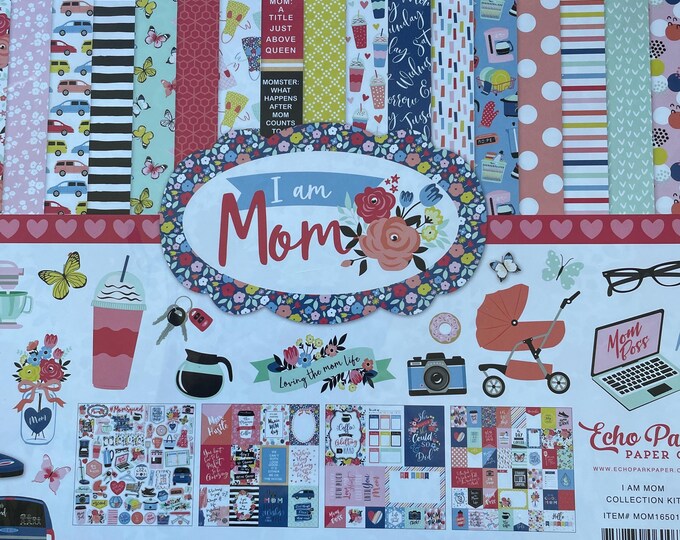 I Am Mom Paper & Stickers Kit Plus Chipboard Accents by Echo Park 12x12 ...
