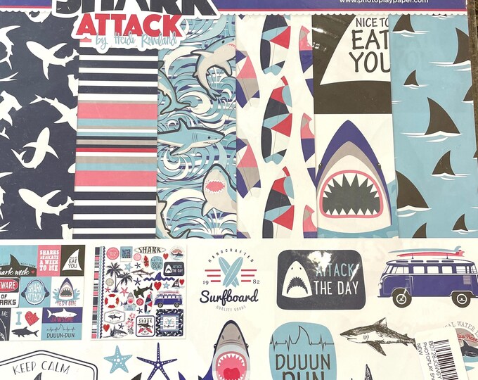 Shark Attack Paper & Stickers Collection Pack Photoplay 12x12 Paper and ...