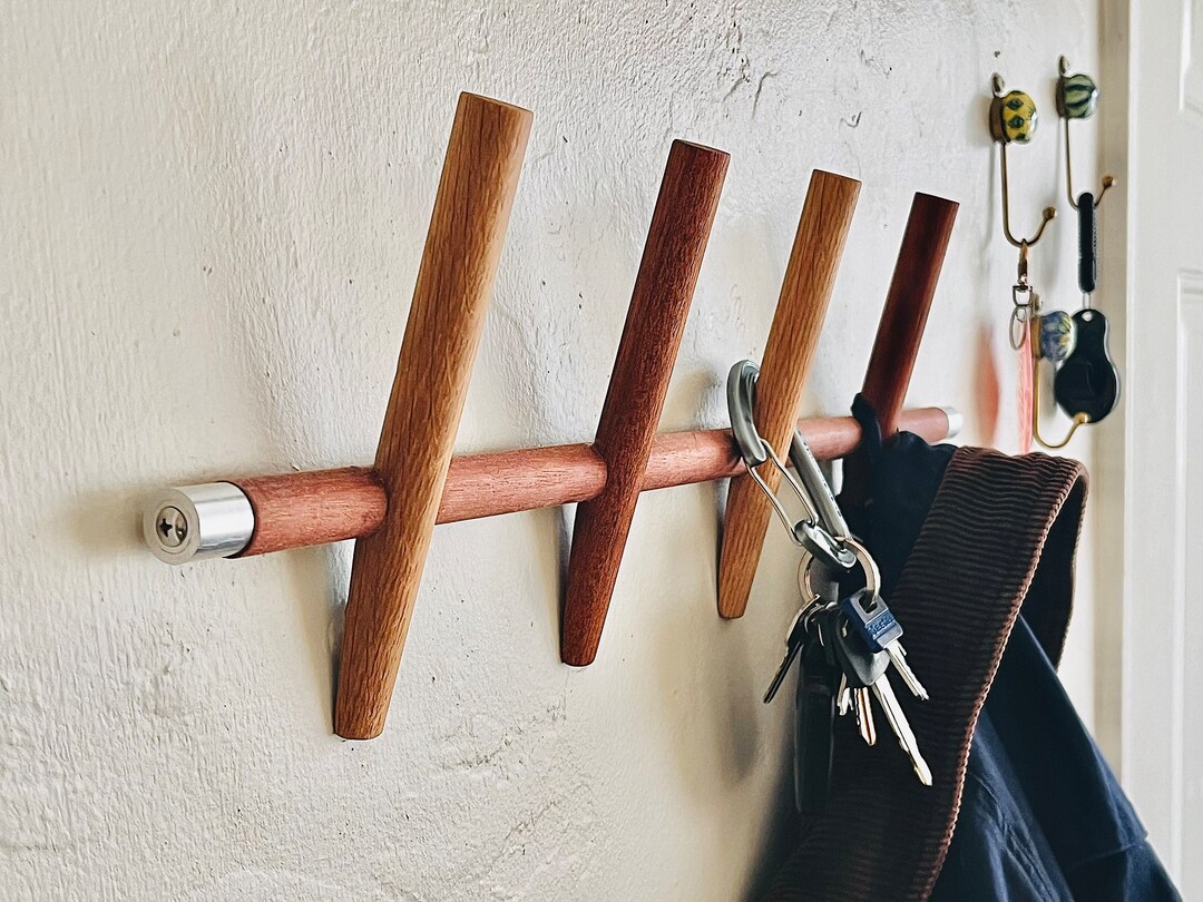 Mid-century Modern Coat Rack 4 Hooks Handmade - Etsy