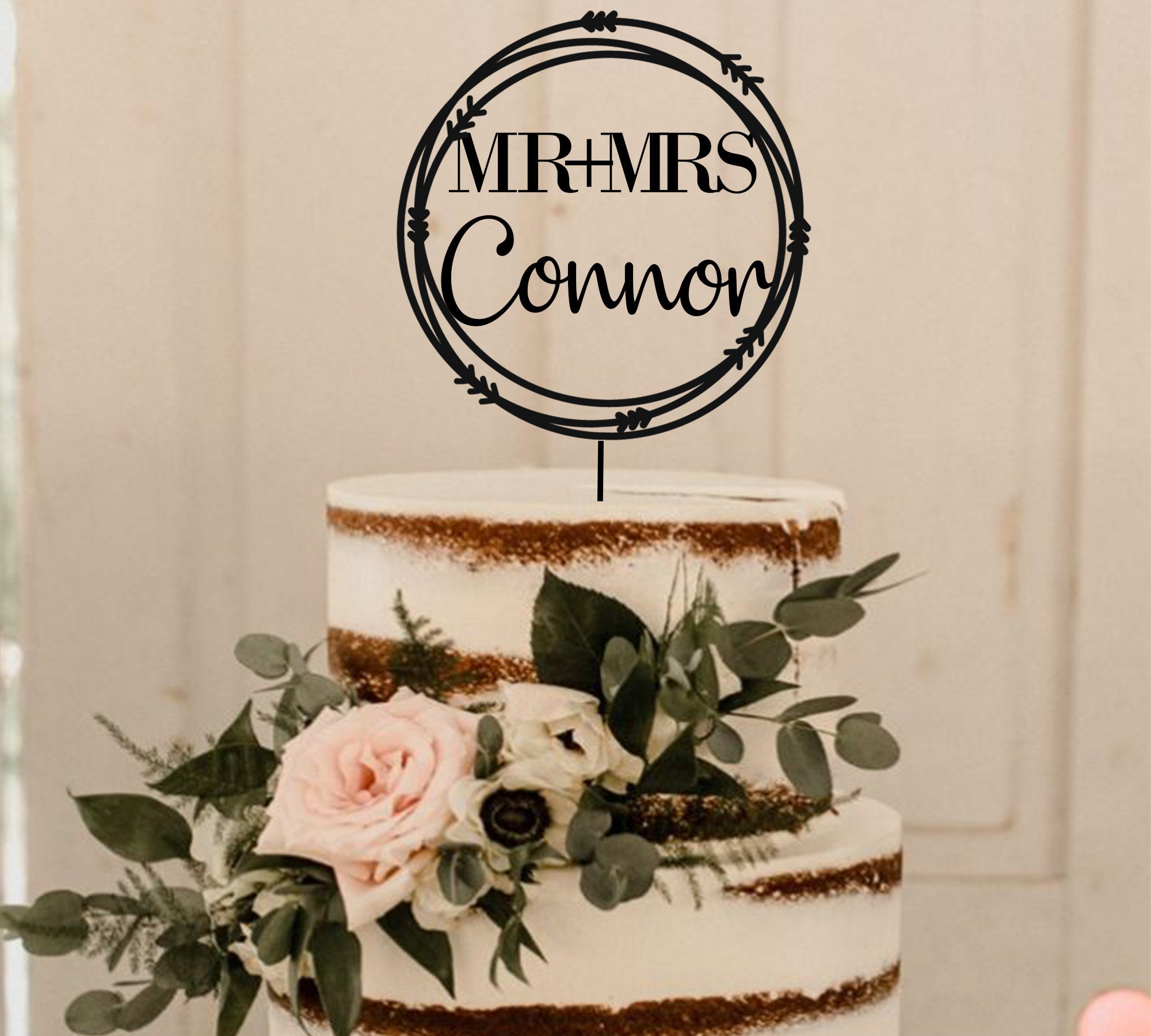 Gold Cake Topper for Wedding Personalized Cake Topper Rustic - Etsy