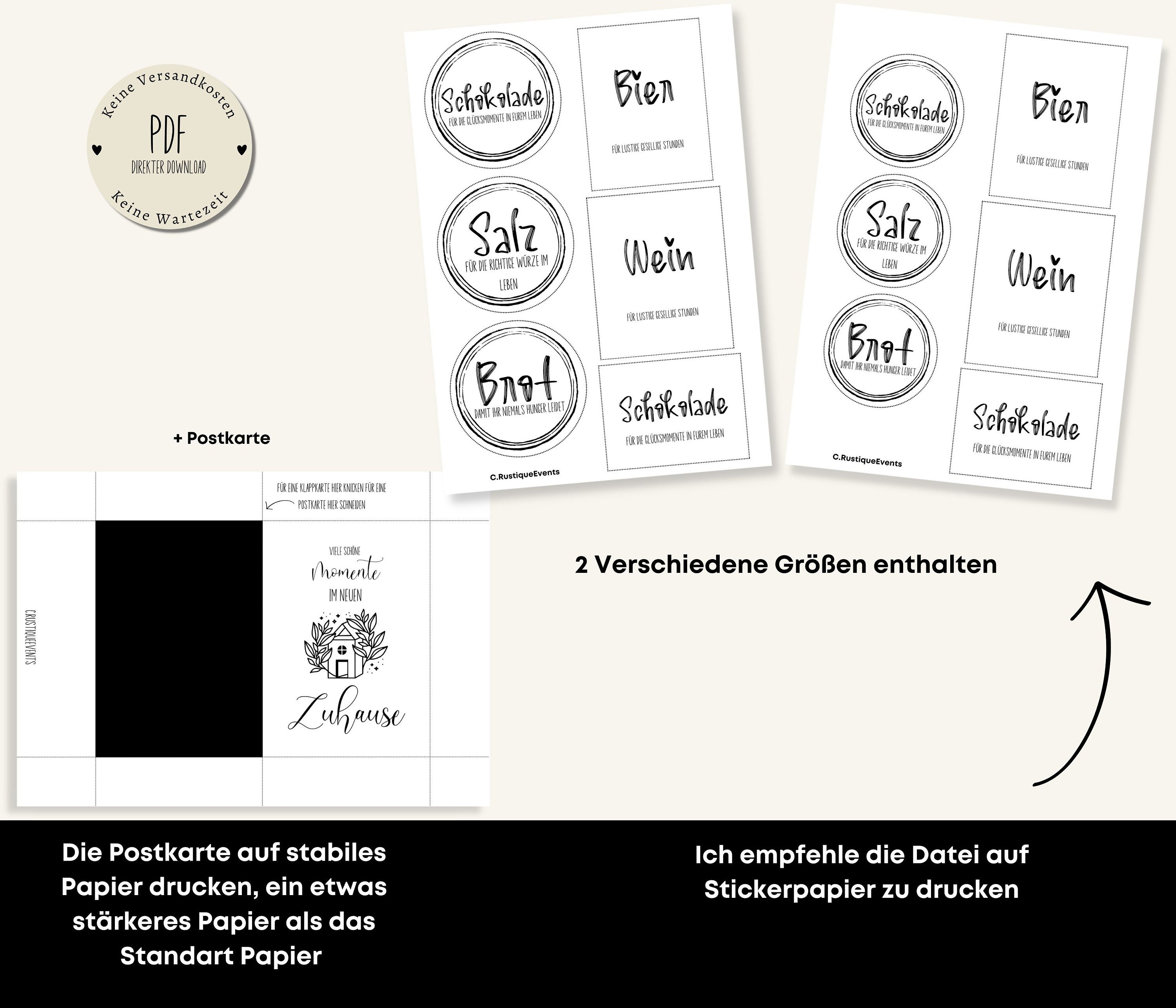 Housewarming Gift Bread Salt Wine Labels Printable Instant Download PDF ...