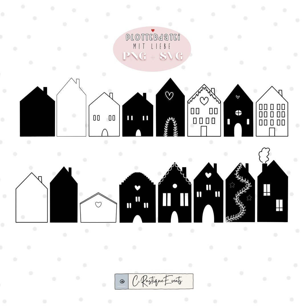 Plotter File Houses SVG & PNG 16 Files Christmas Gift Winter Advent ...