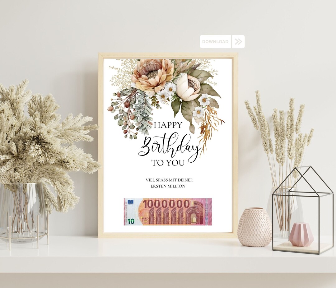 Money Gift Birthday Your First Million Happy Birthday A4 PDF Download ...