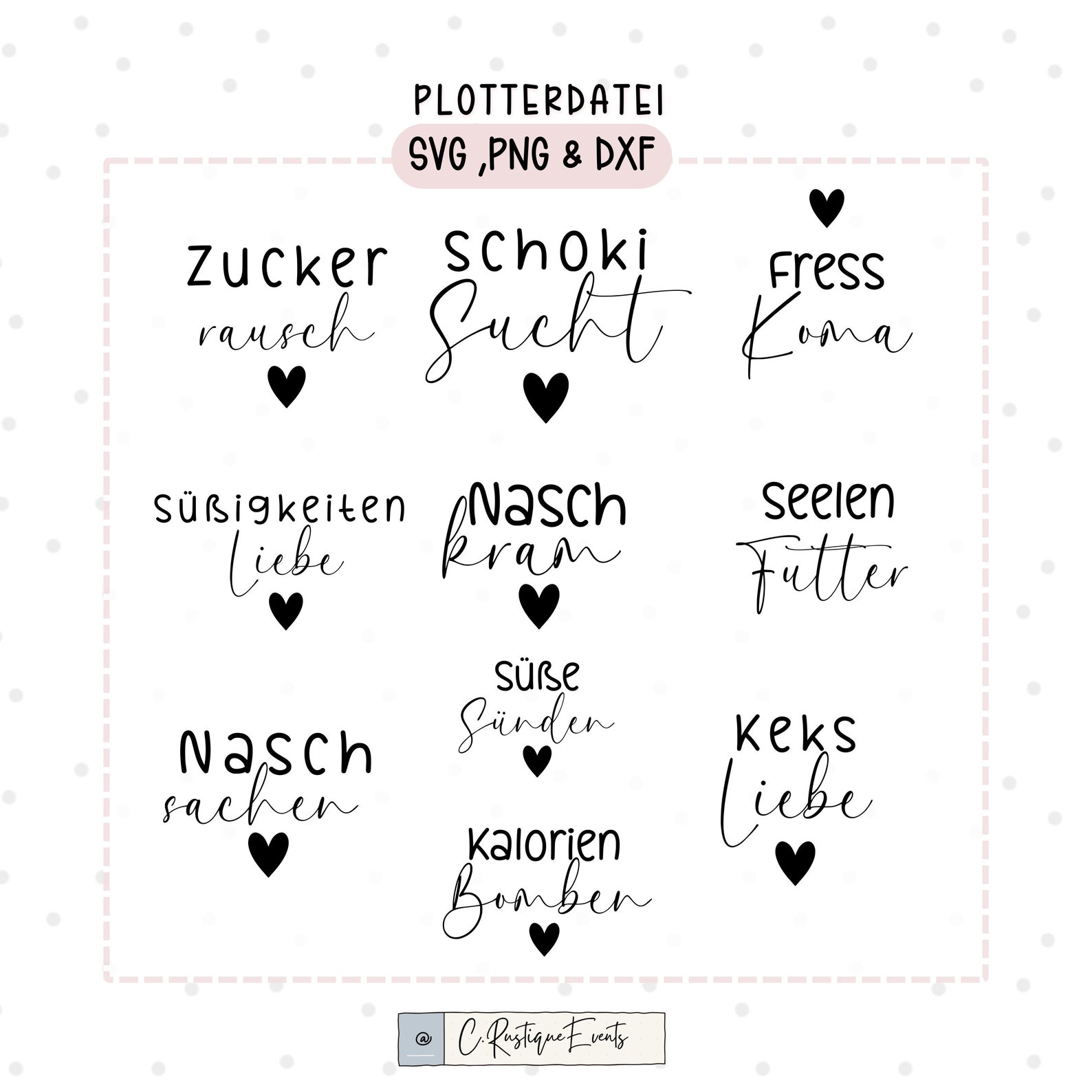 Plotterdatei Süßigkeiten Nasch Kram Sprüche 10 SVG, PNG & DXF Dateien Schneidemaschine ...