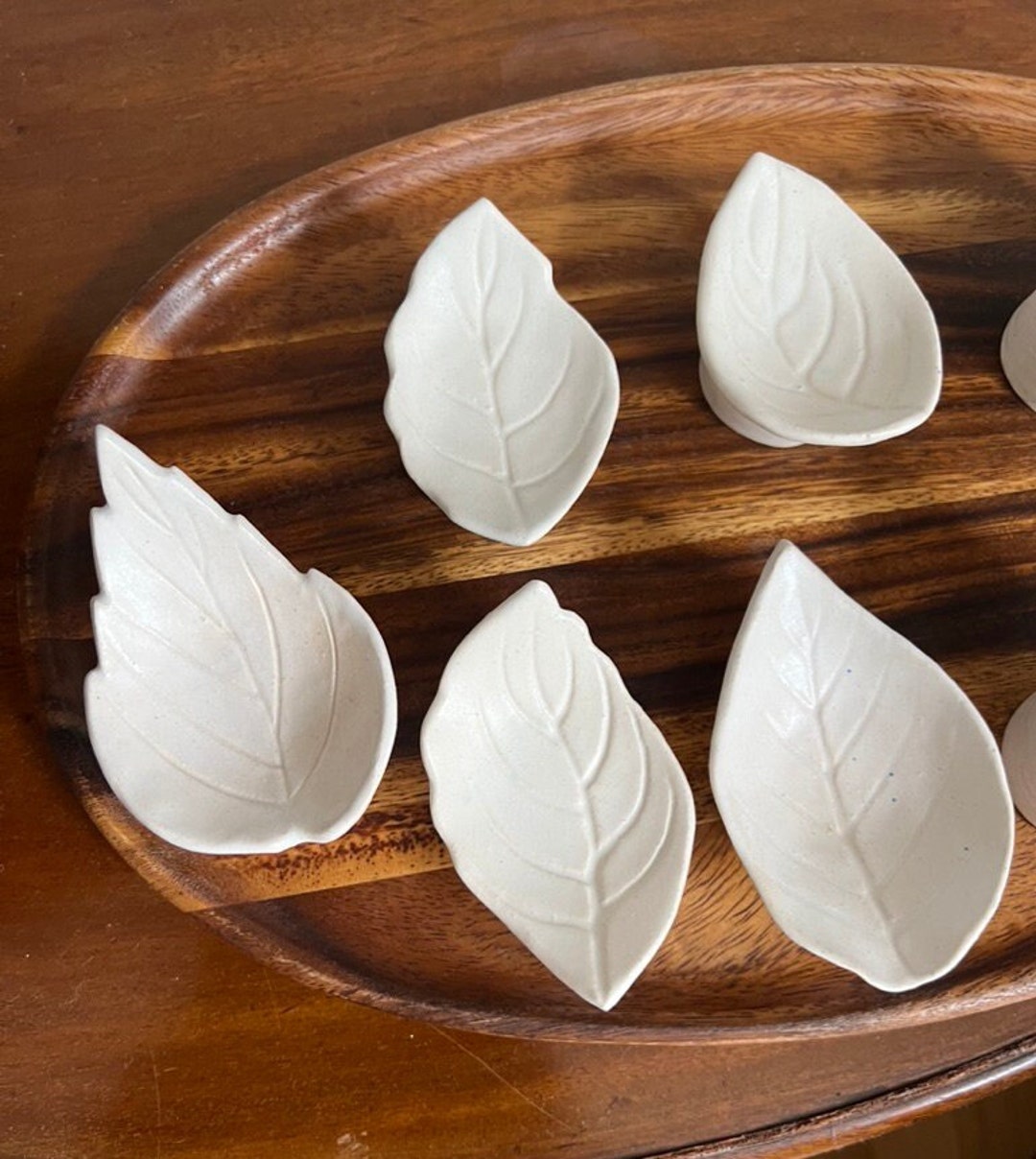White Ceramic Leaf Tray Jewelry Salt Dish Artist Signed Bowl - Etsy