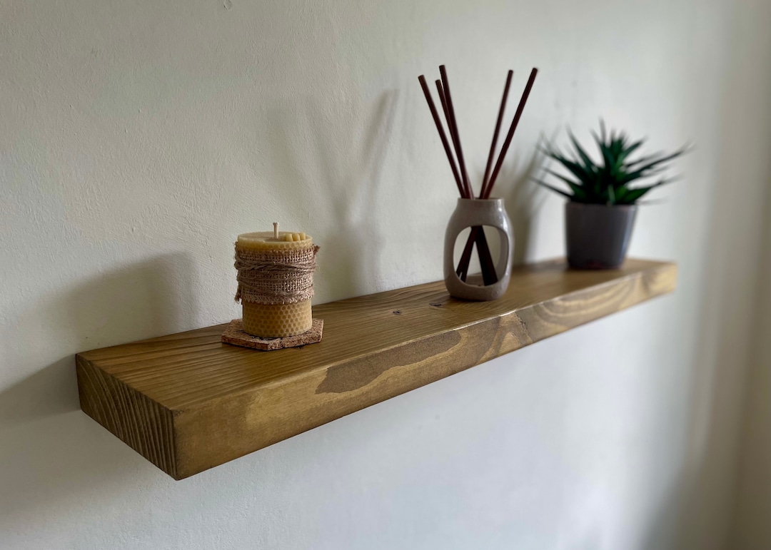 Rustic Handmade Floating Shelves, Solid Wood Floating Shelf, Easy to ...