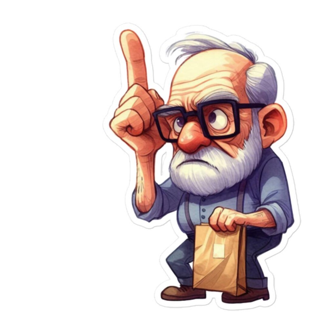 Wise Grandpa Sticker - Pointing Finger Grandfather -grandpa's Reminders ...