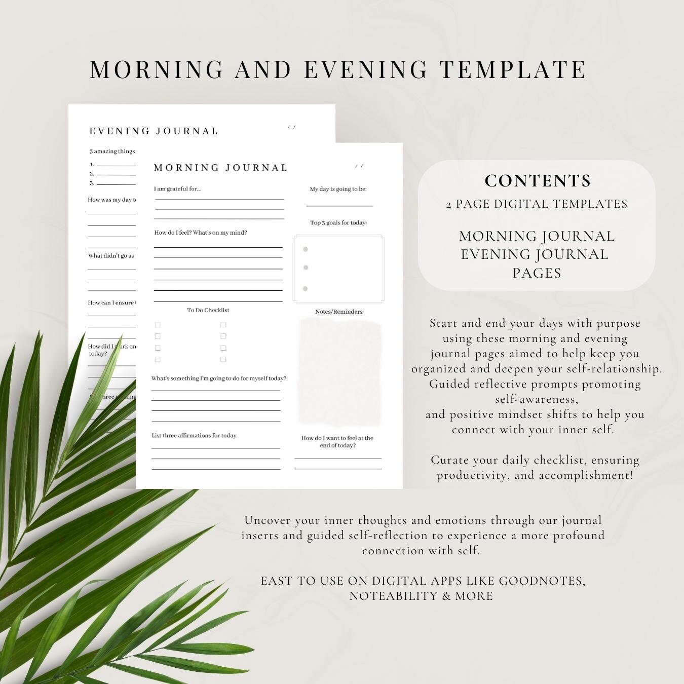 Daily Digital Journal Morning and Evening Insert Journal - Etsy