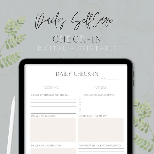Daily Selfcare Check In Daily Check in Insert Intentional - Etsy