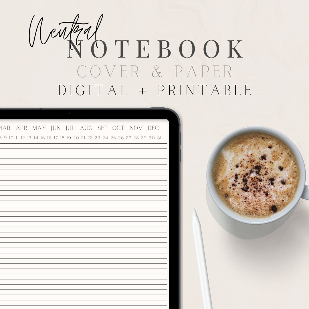 Neutral Notebook Paper, Dated Pages, Journal Pages, Notebook Cover and ...