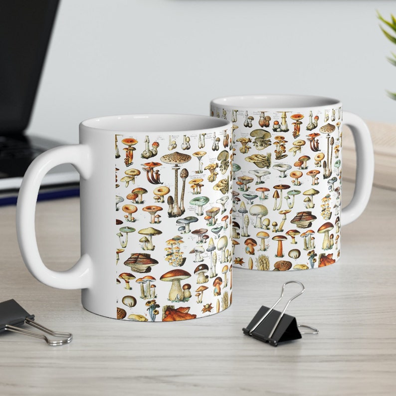 Vintage Mushroom Art Collection, Toadstool Lover Gift, 11 Oz Ceramic ...