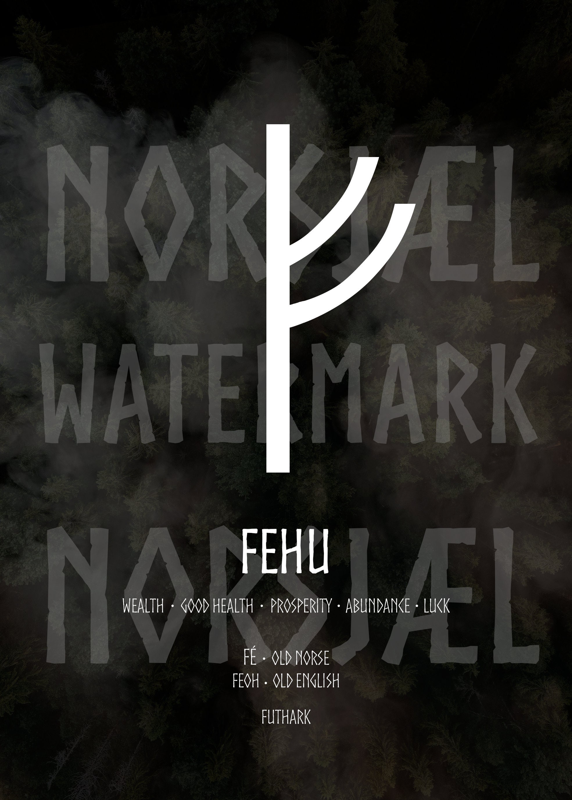 Poster FEHU Rune Art Digital Download Norse Mythology - Etsy