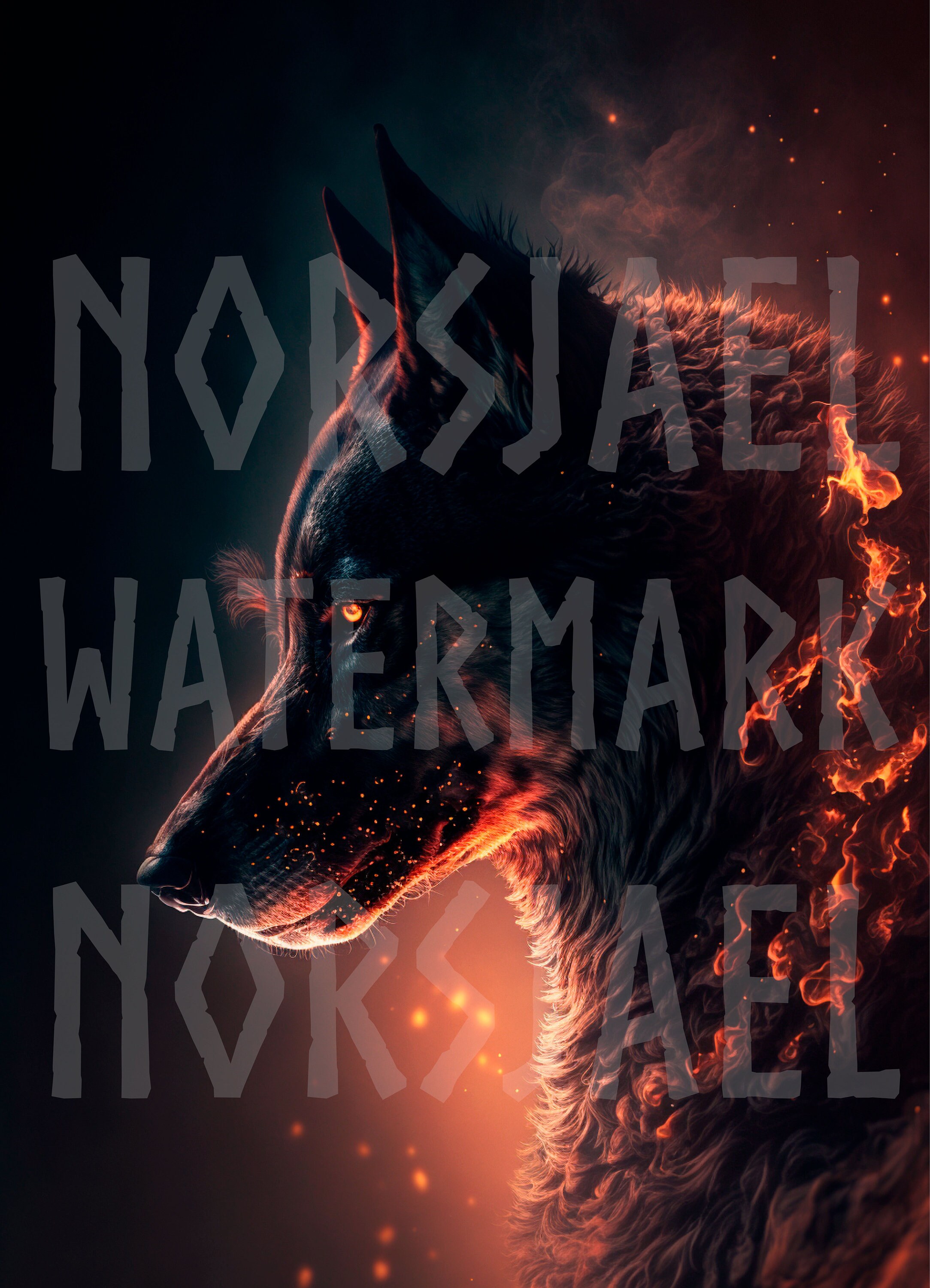 Poster THE FENRIR WOLF Art Digital Download Norse Mythology Heathen ...