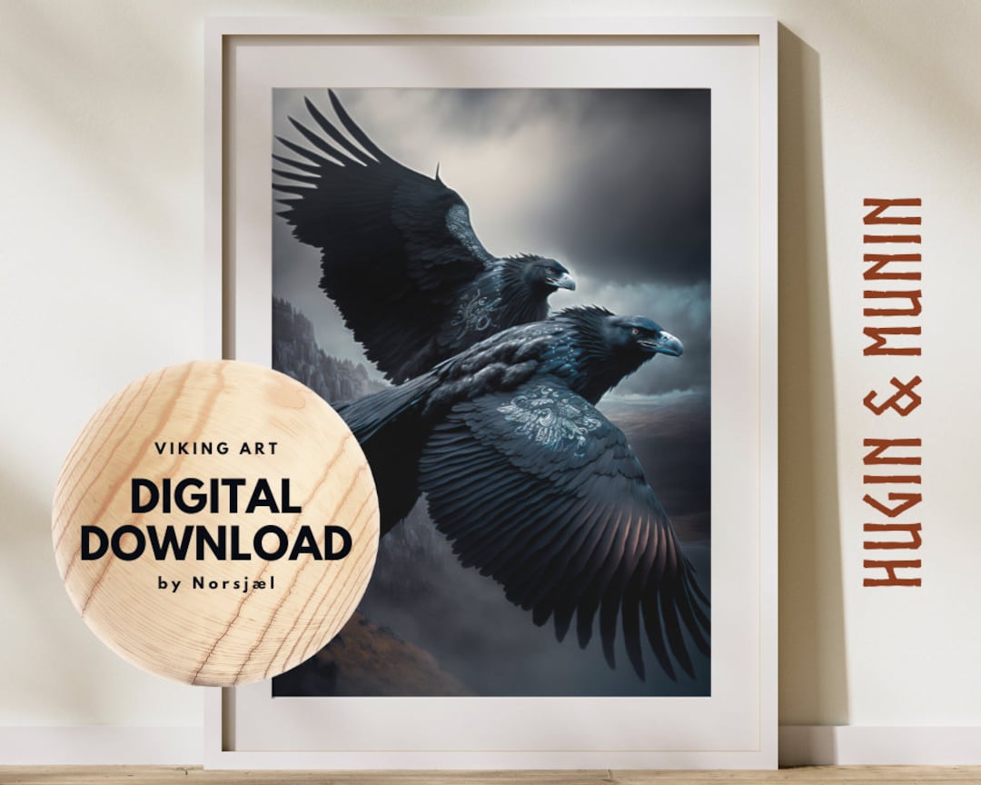 Poster HUGIN and MUNIN Art Digital Download Norse Mythology Heathen ...