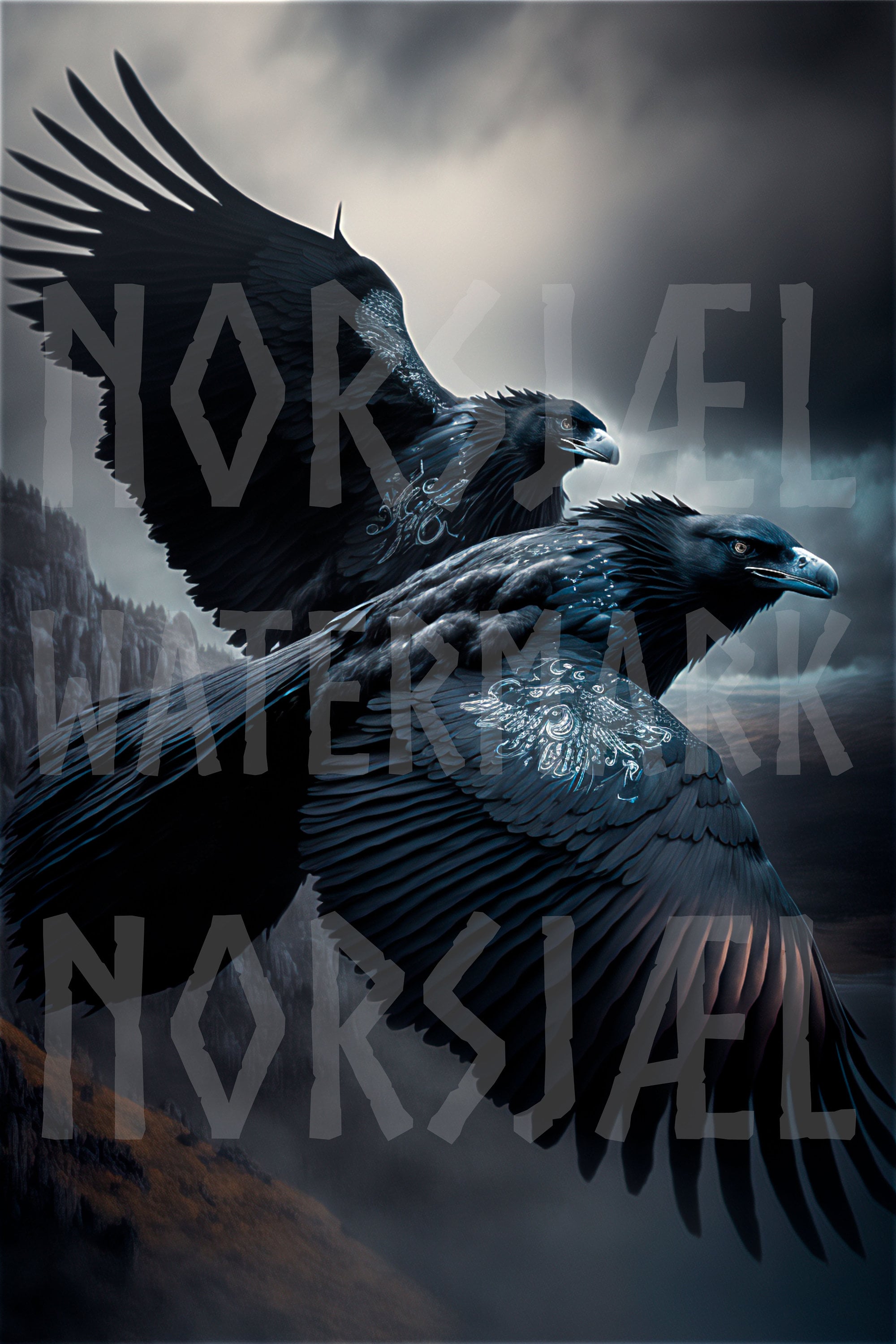 Poster HUGIN and MUNIN Art Digital Download Norse Mythology Heathen ...